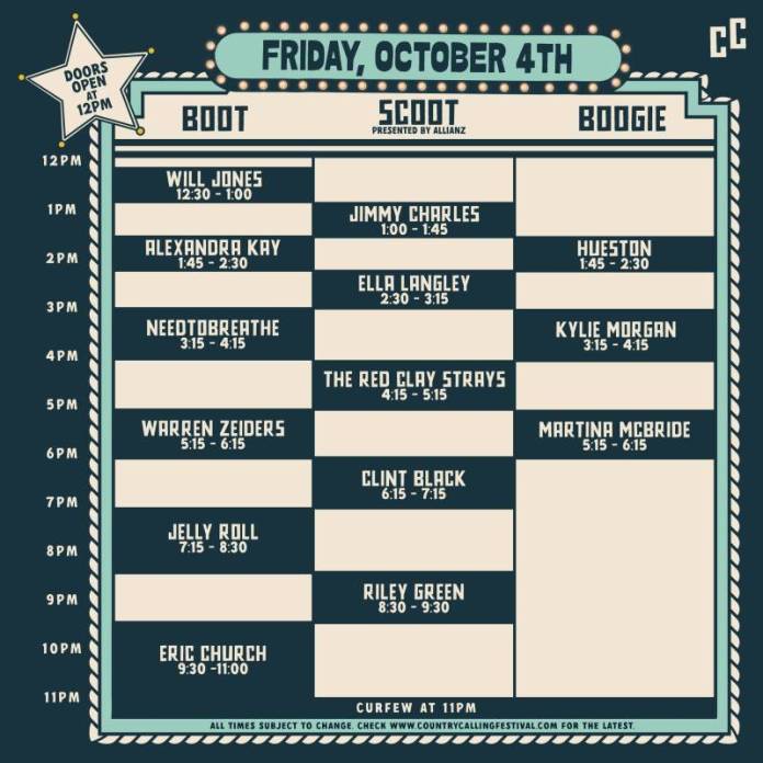 Country Calling Festival Guide – Performances – Schedule – and Maps ...
