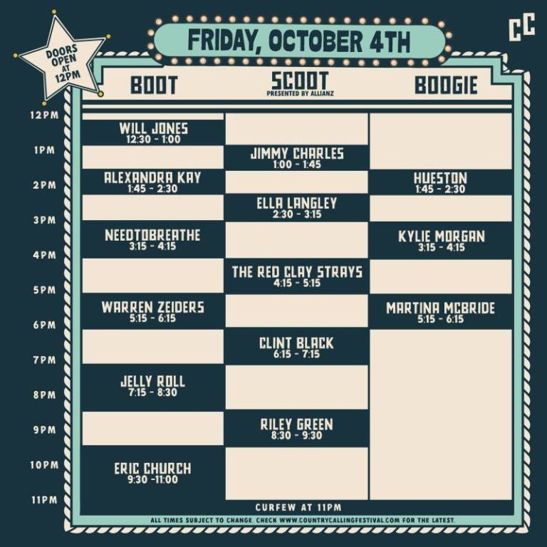 Country Calling Festival Guide – Performances – Schedule – and Maps ...
